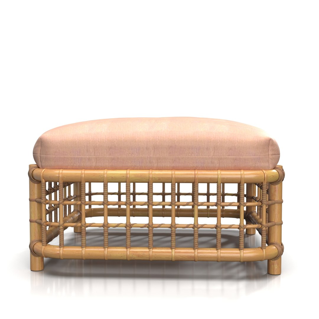 Mid Century Modern Rattan Cube Foot Stool PBR 3D Model - TurboSquid 2213655
