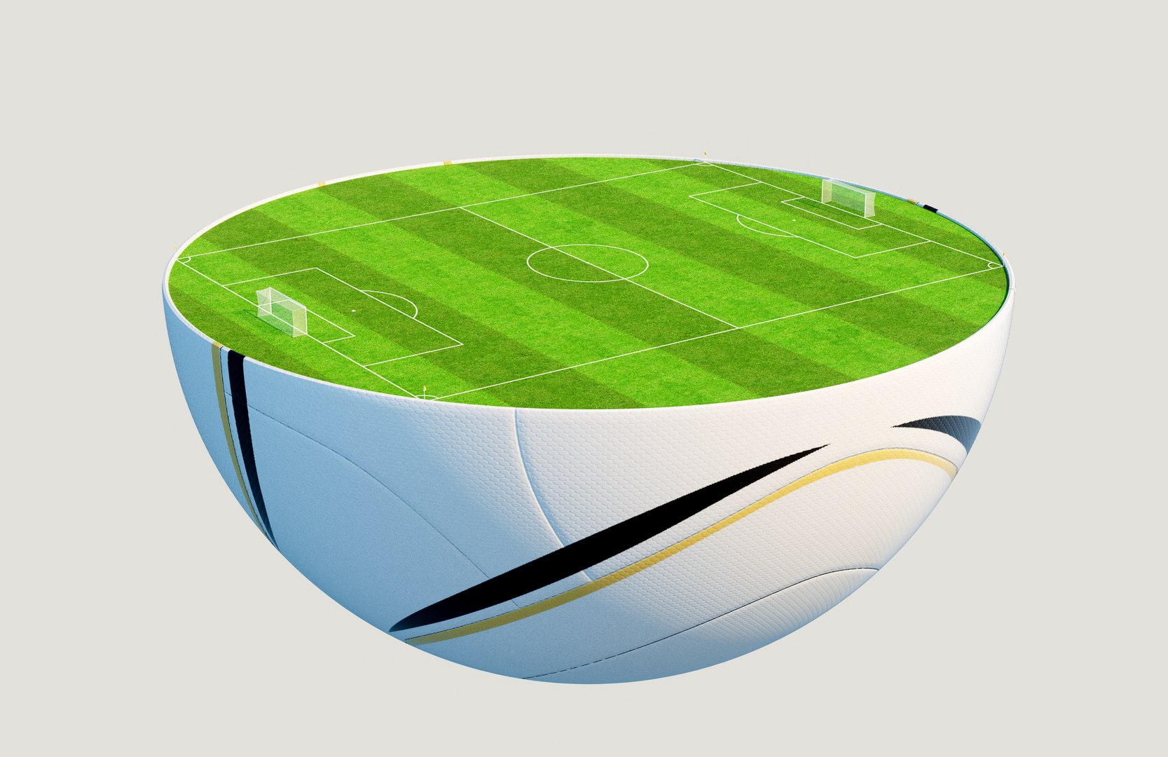 3D Soccer Half Ball And Soccer Field - TurboSquid 2131114