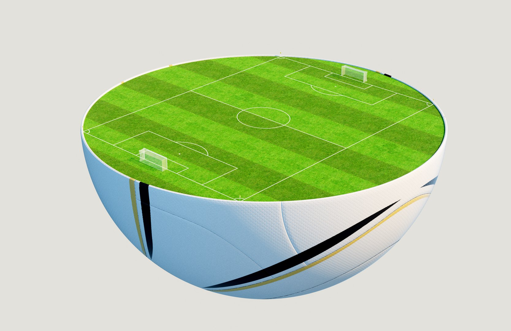 3D Soccer Half Ball And Soccer Field - TurboSquid 2131114