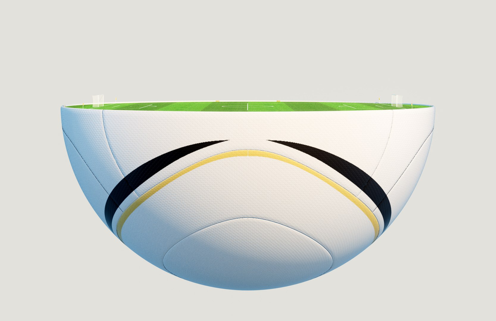 3D Soccer Half Ball And Soccer Field - TurboSquid 2131114