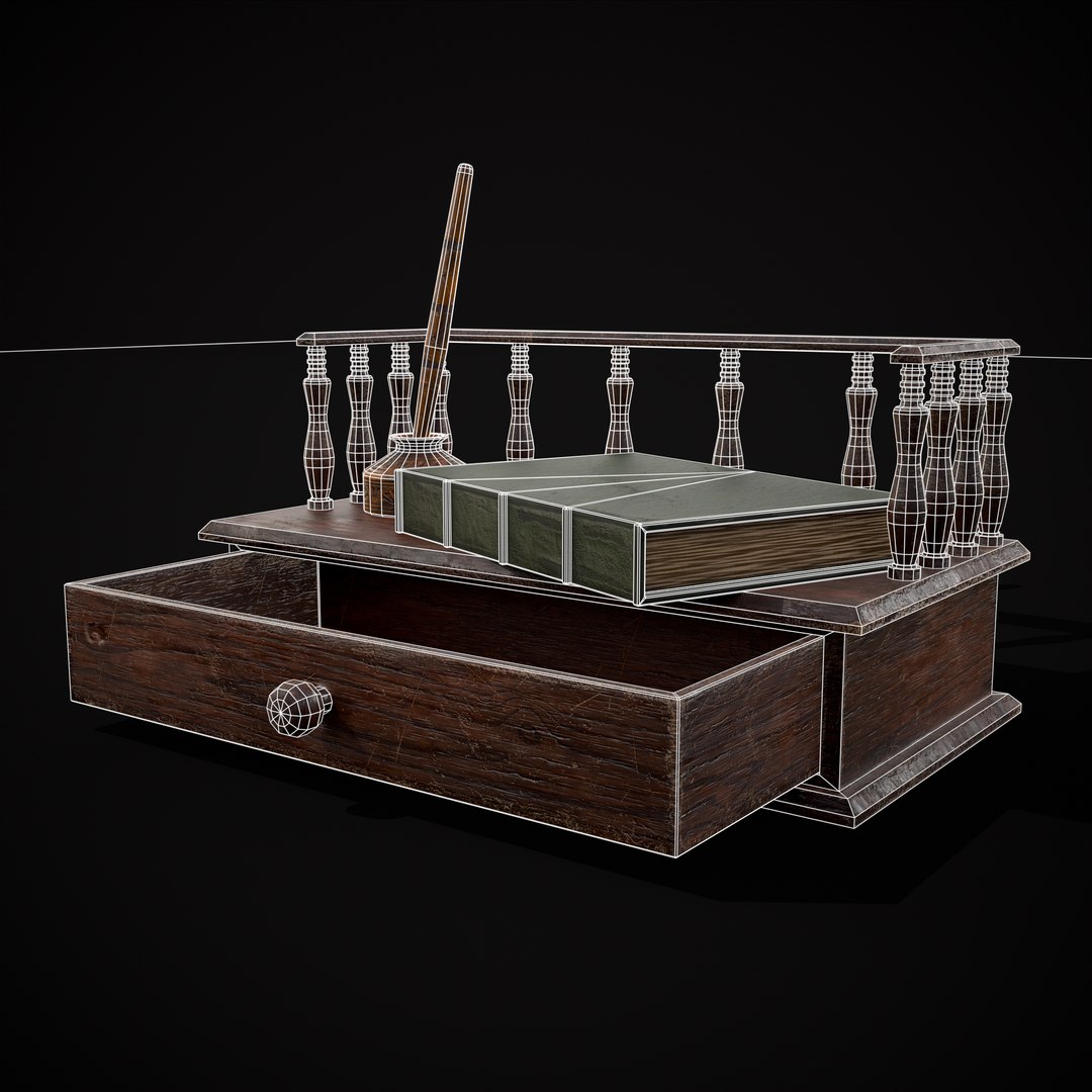 3D Model Medieval Drawer Bookshelf - TurboSquid 2133825