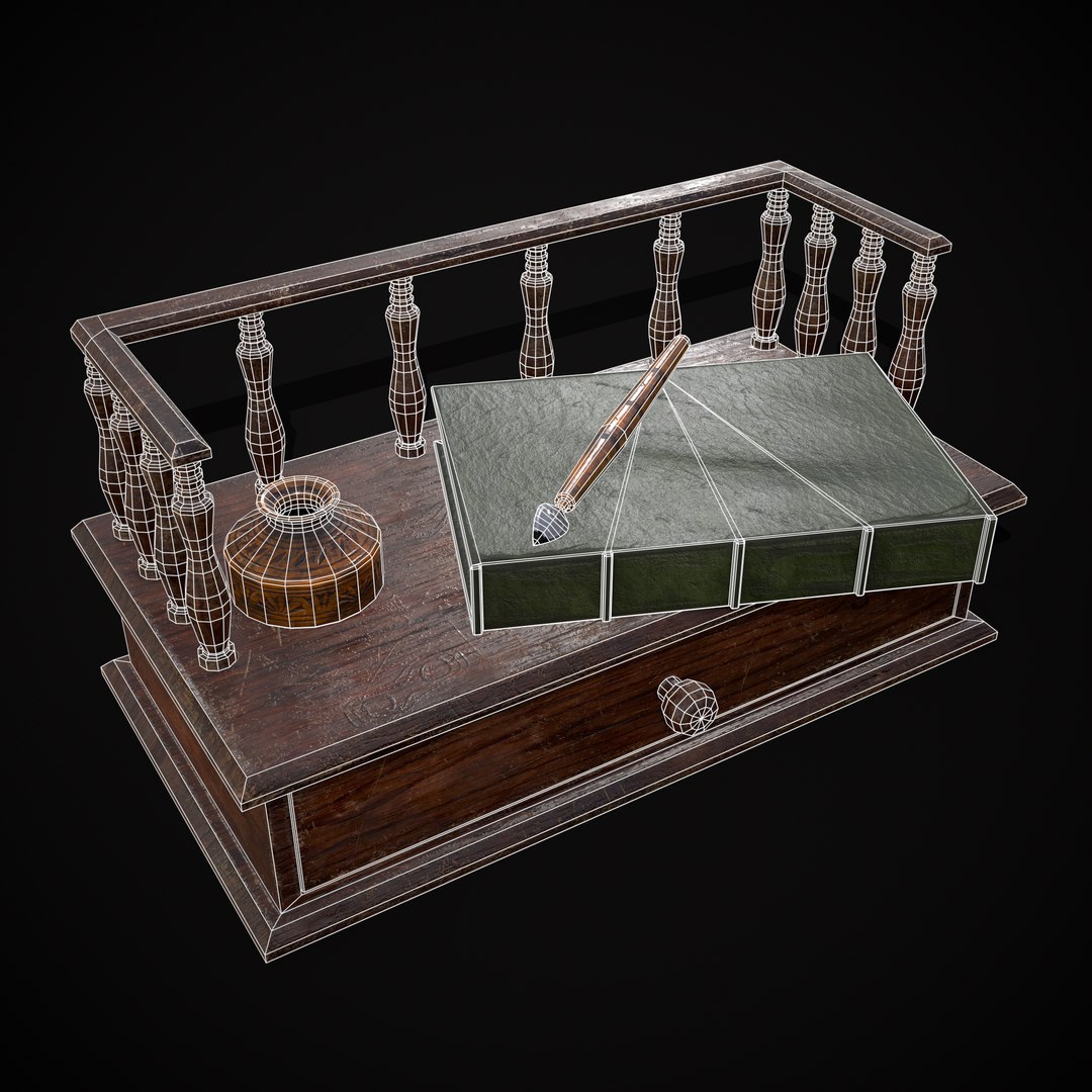 3D Model Medieval Drawer Bookshelf - TurboSquid 2133825
