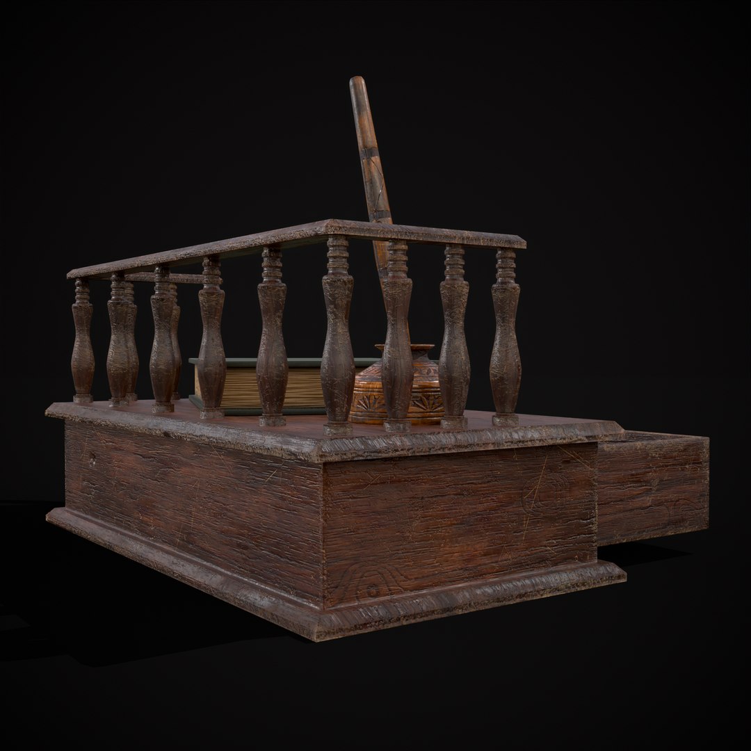 3D Model Medieval Drawer Bookshelf - TurboSquid 2133825
