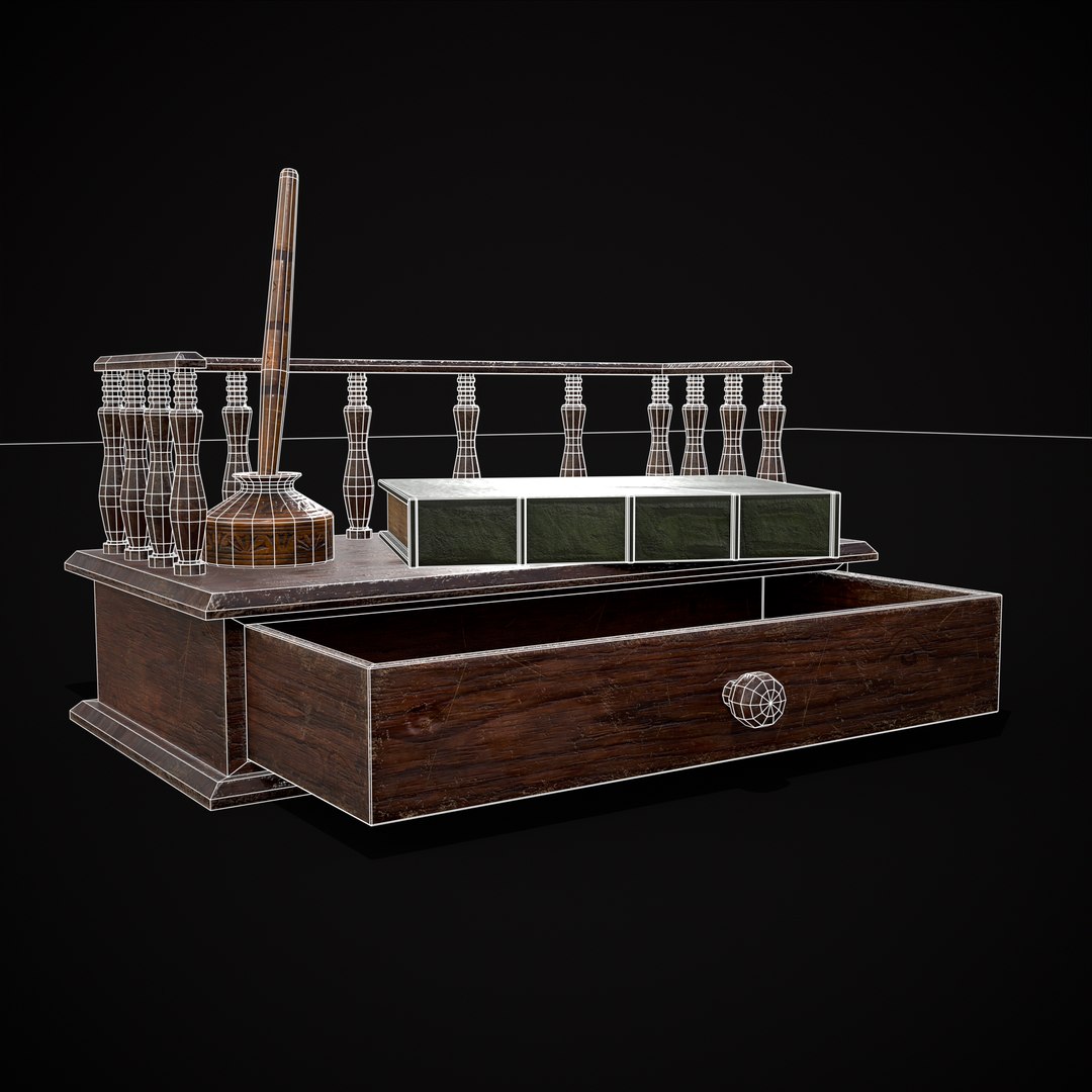 3D Model Medieval Drawer Bookshelf - TurboSquid 2133825
