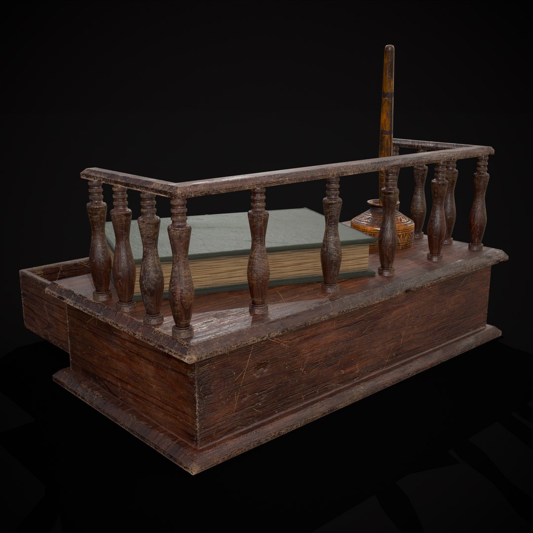 3D Model Medieval Drawer Bookshelf - TurboSquid 2133825