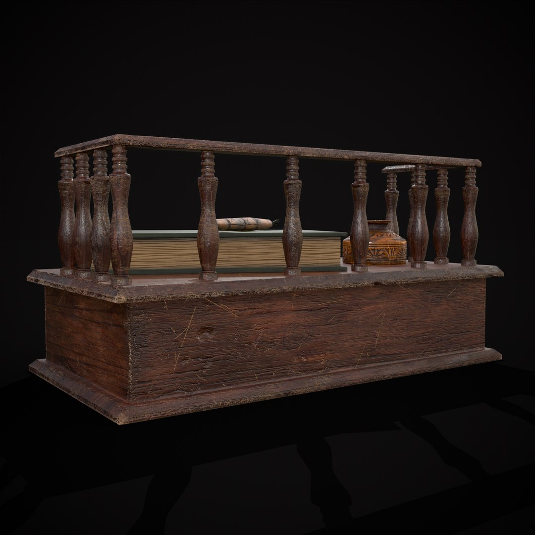 3D Model Medieval Drawer Bookshelf - TurboSquid 2133825