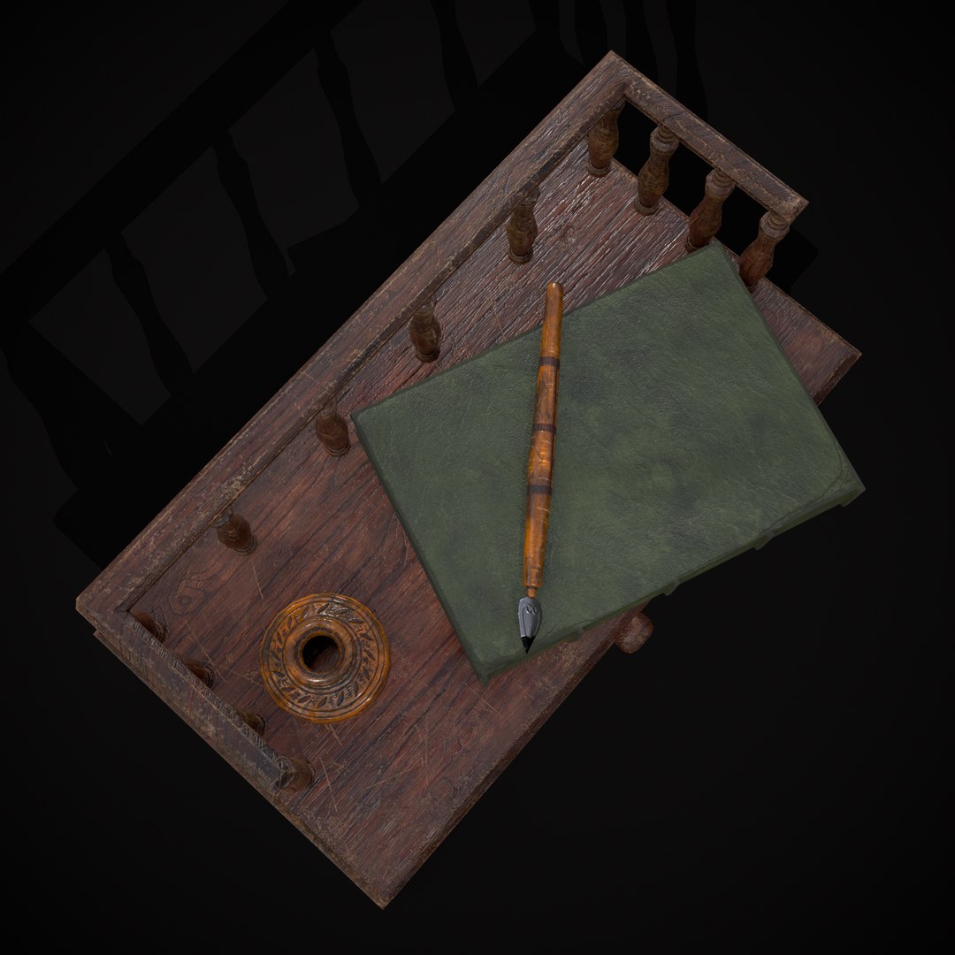 3D Model Medieval Drawer Bookshelf - TurboSquid 2133825