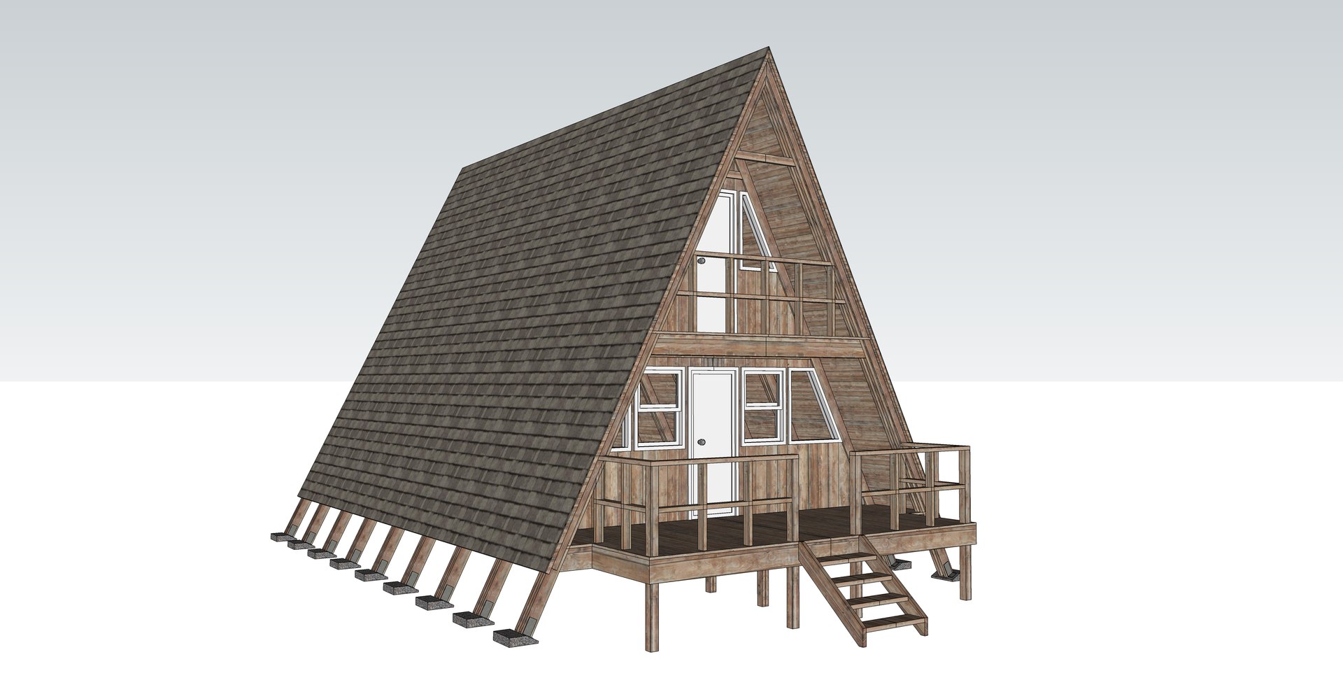 3d model 24 a-frame cabin