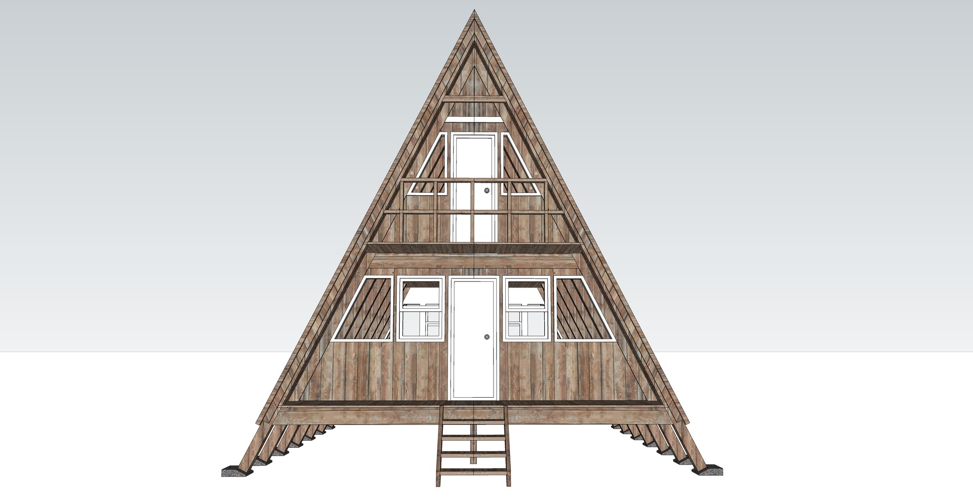 3d model 24 a-frame cabin