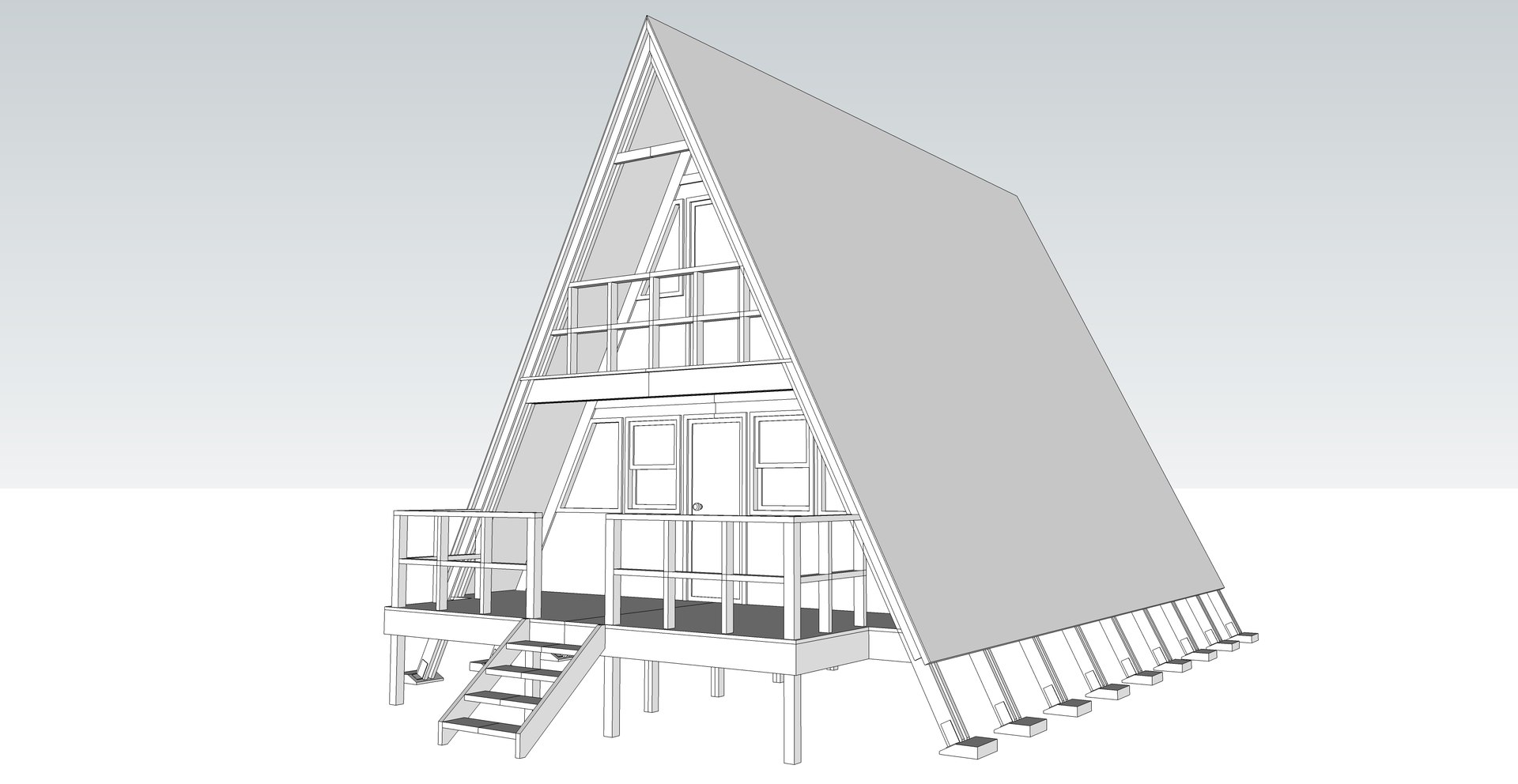 3d model 24 a-frame cabin