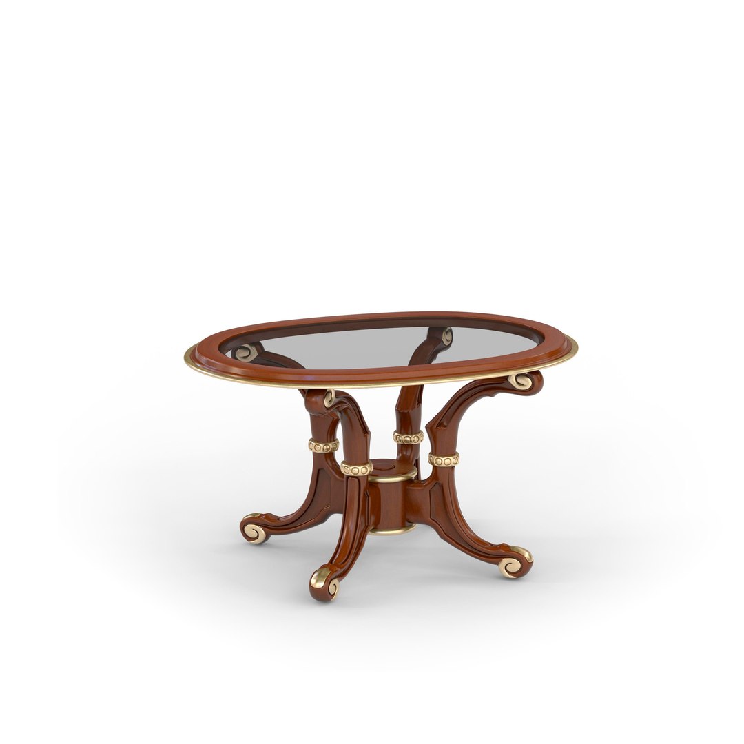 Oval Side Table With Glass Top By Modenese - TurboSquid 2293370