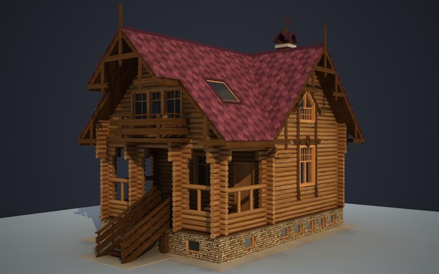 wooden cottage 3d model