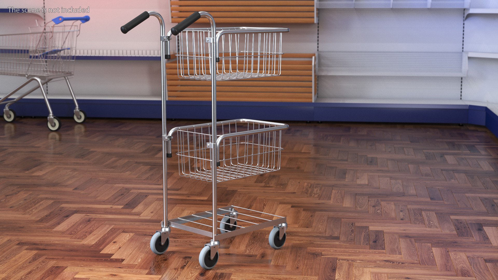 Chrome Mini Trolley With Two Baskets 3D - TurboSquid 1971895