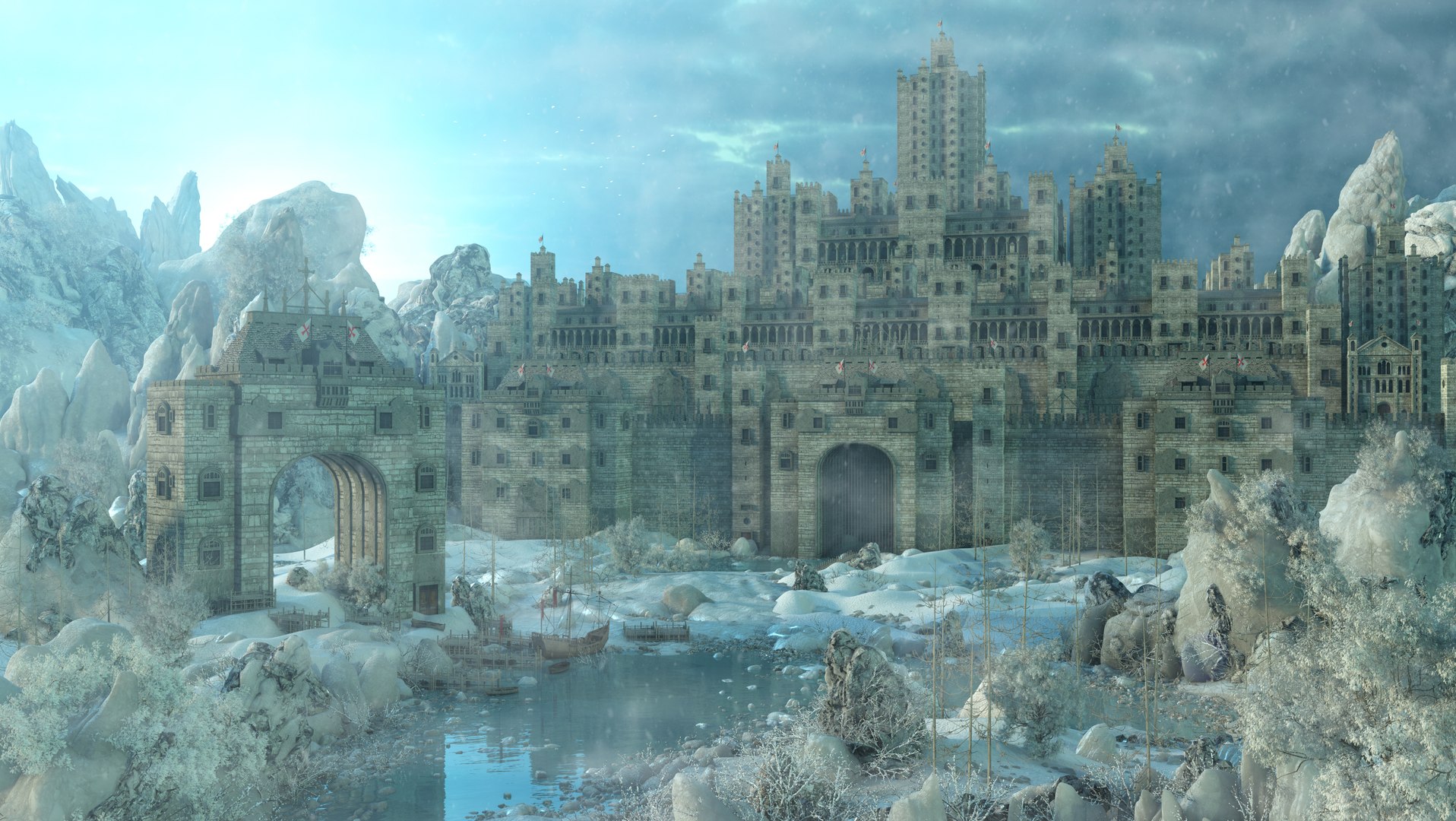 3D Fantasy Winter Castle - TurboSquid 2396033
