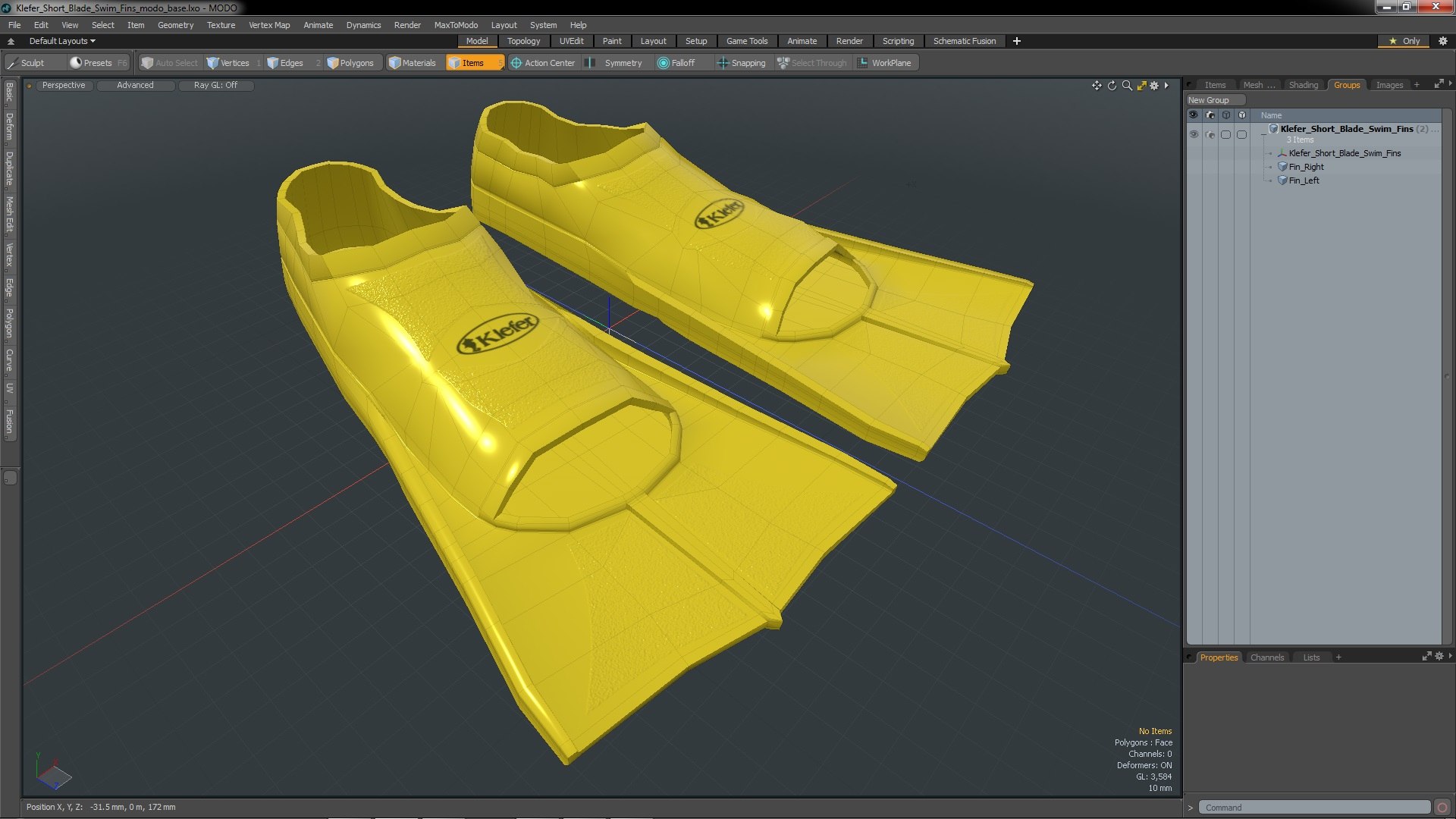 3D Klefer Short Blade Swim Fins(1) - TurboSquid 2134638