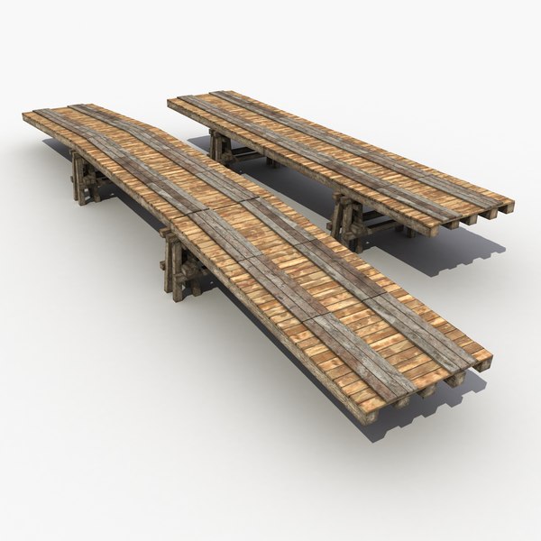 3d model 2 old wooden bridge