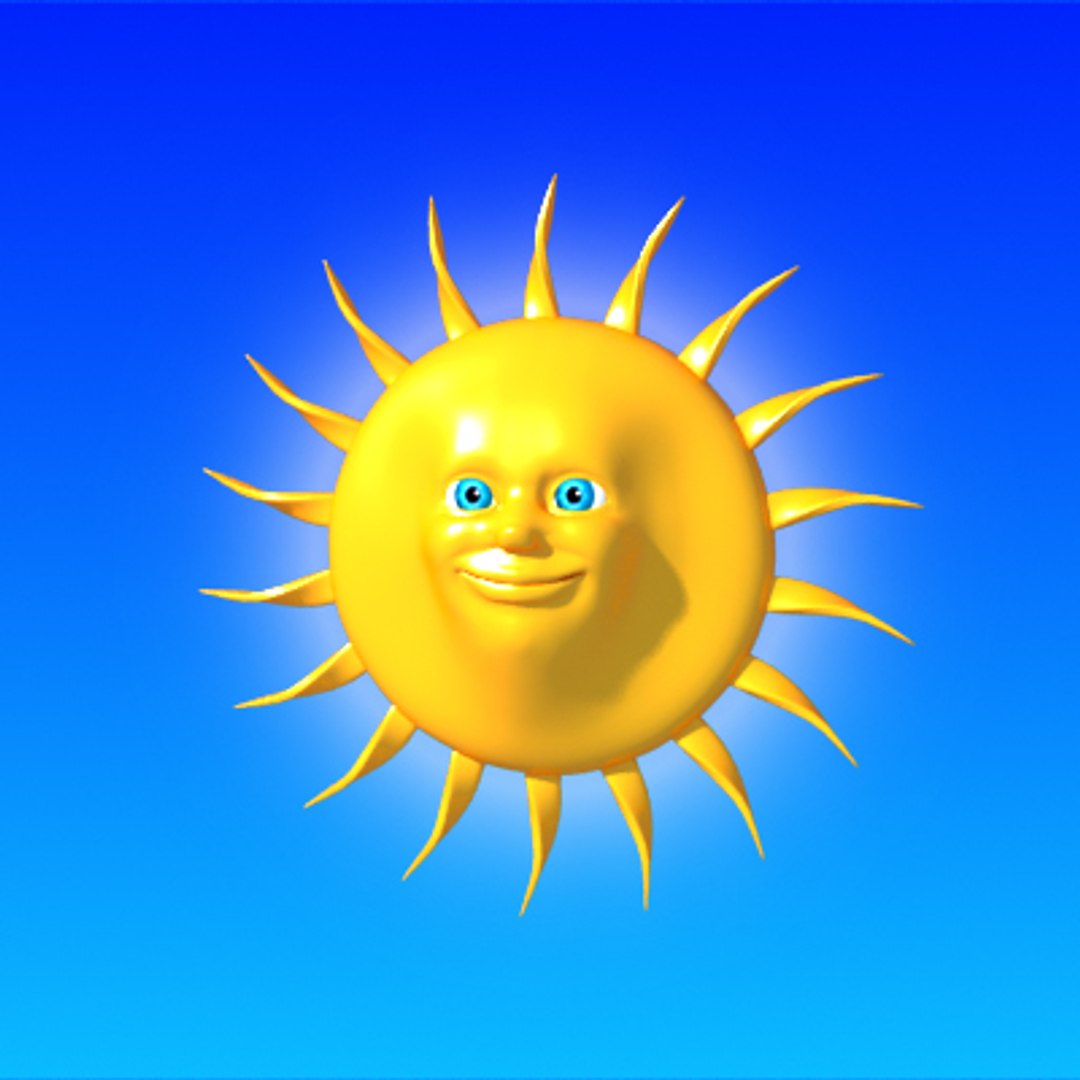 3d Cartoon Sun Model