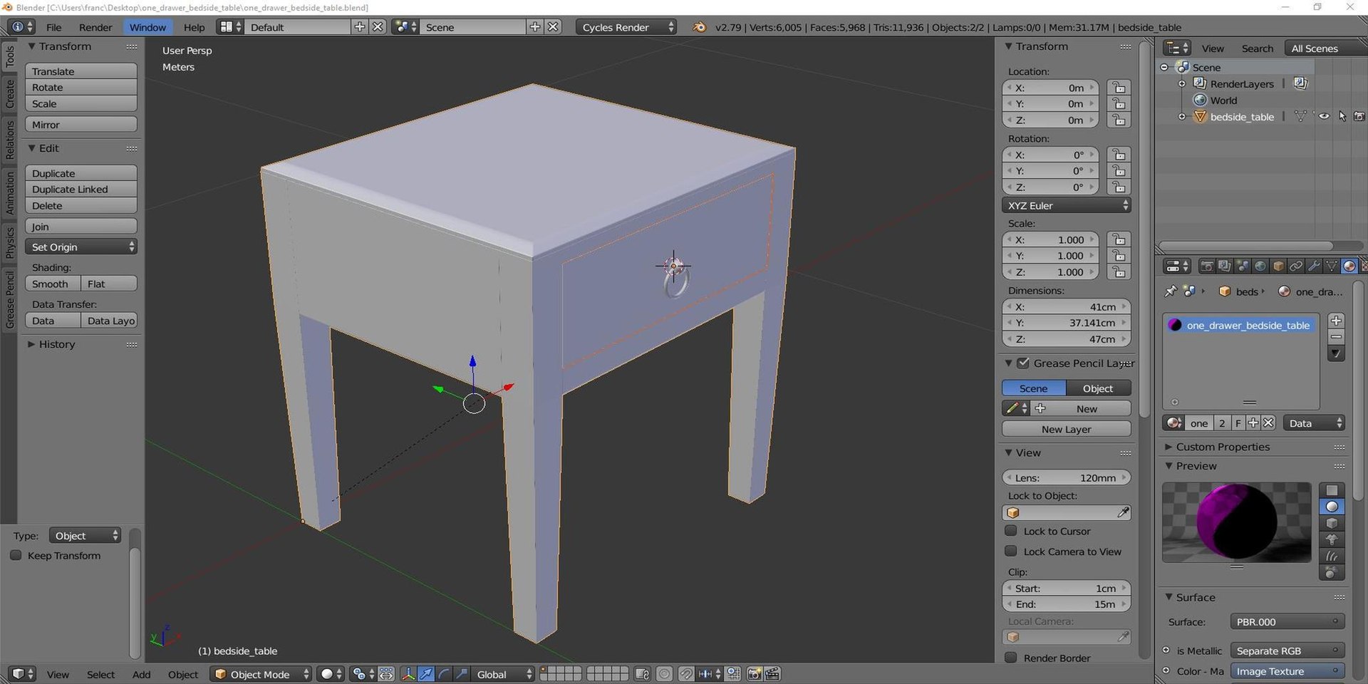 3D Drawer Bedside Table Ones Model - TurboSquid 1478731