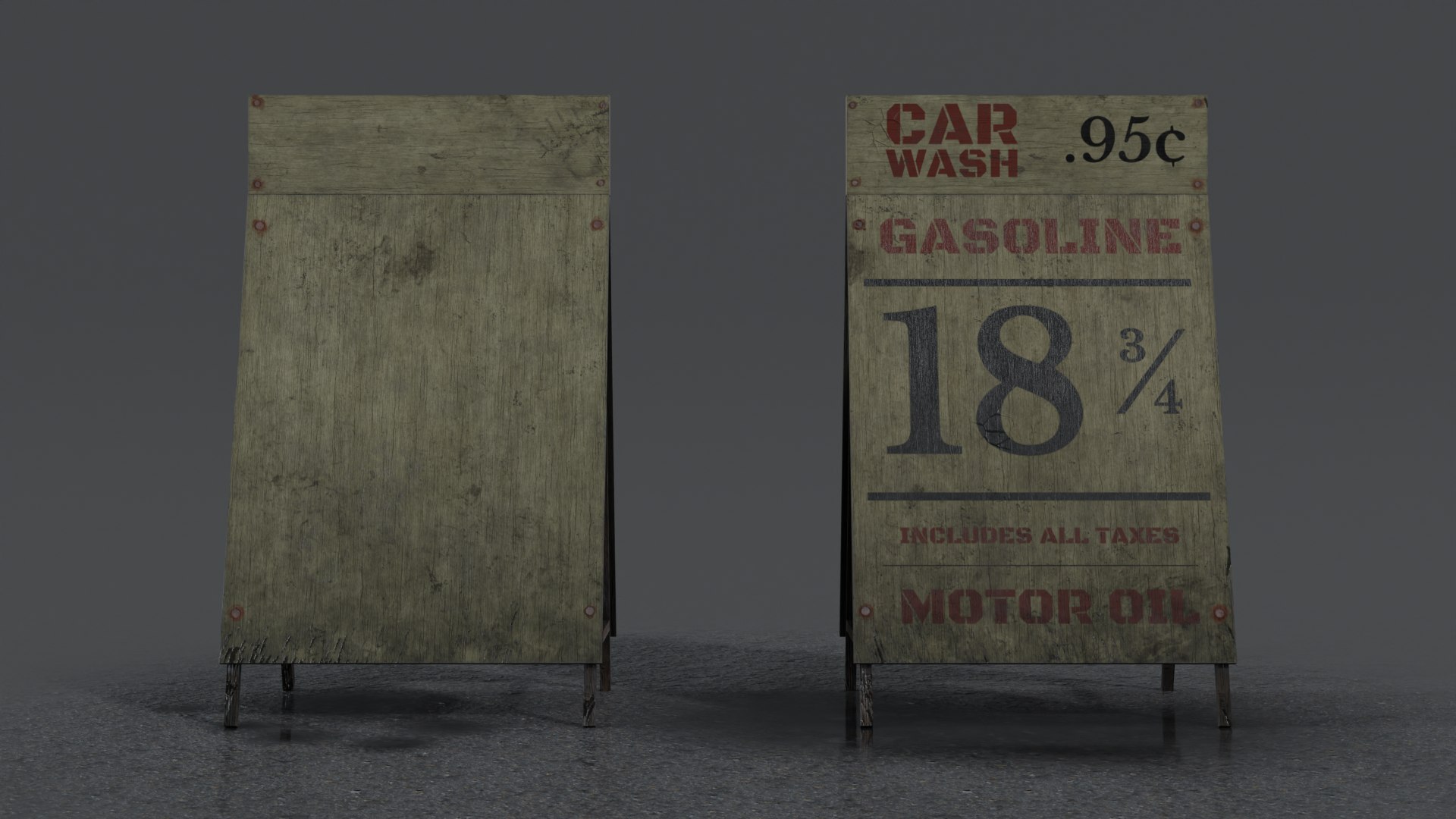 Wooden Gas Station Pavement Sign - A Frame Sign Model - TurboSquid 2135470