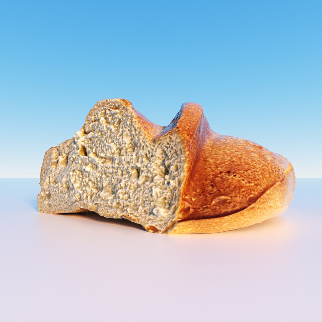 3D Photorealistic 3D Scan Of Half A Wheat Loaf Model - TurboSquid 2227818