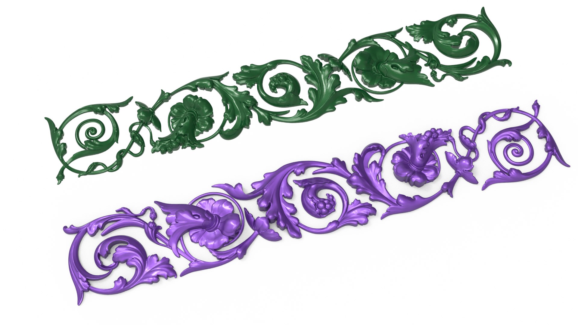 Carved Mouldings With Flowers For CNC 3D Model - TurboSquid 2327794
