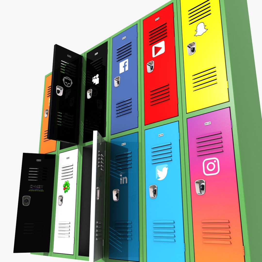3d School Lockers Social Networks Model