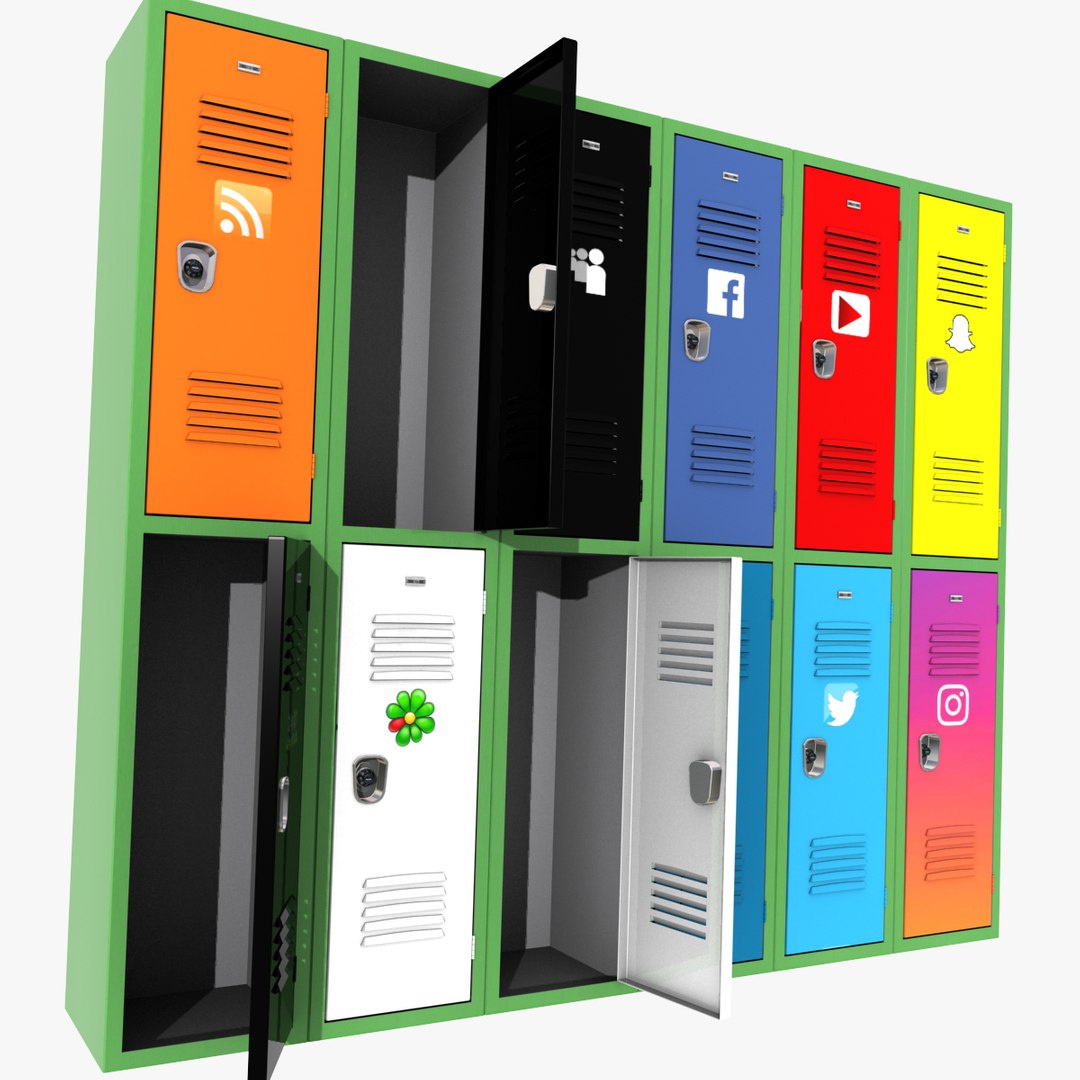 3d School Lockers Social Networks Model