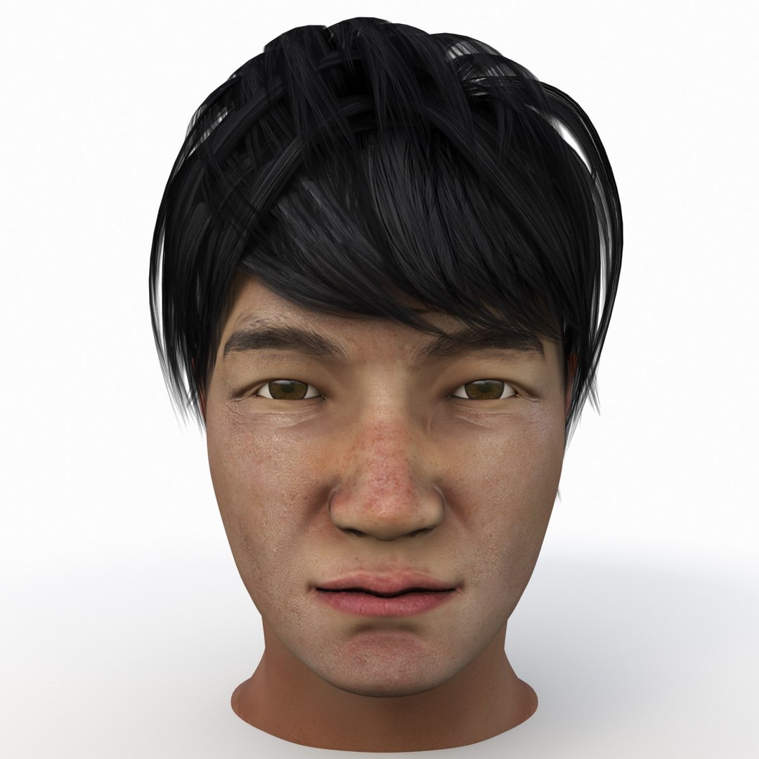 Asian Man Head 3d Model