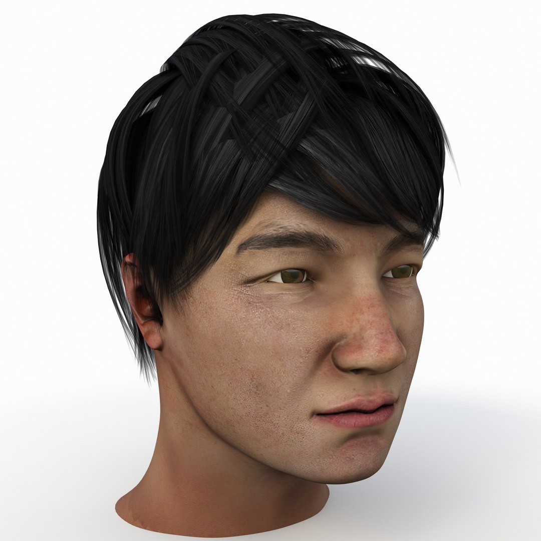 asian man head 3d model