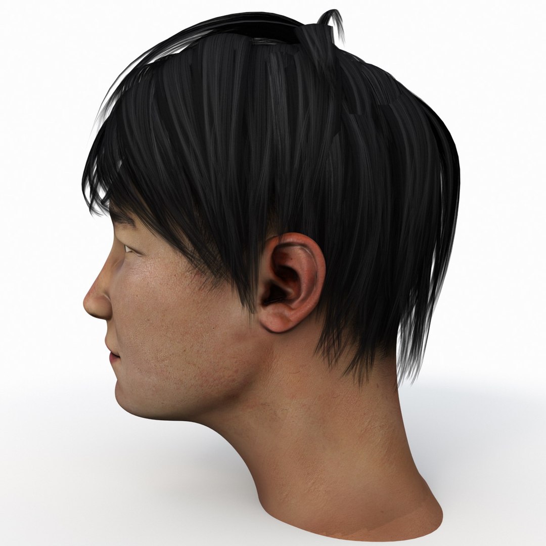 Asian Man Head 3d Model