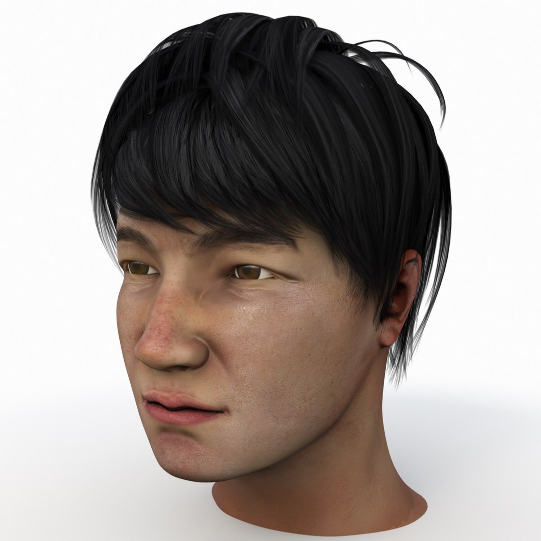 Asian Man Head 3d Model