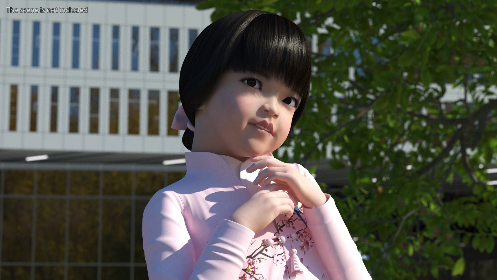 3D model Child Girl from Asia in National Costume Rigged for Maya ...
