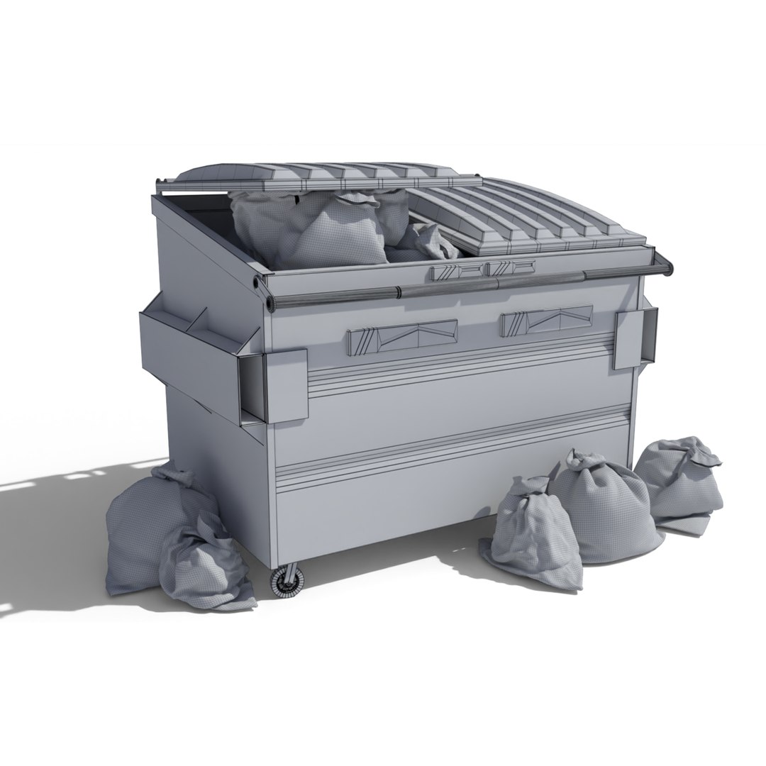 3D Cyberpunk Garbage Dumpster with Bags - TurboSquid 2150262