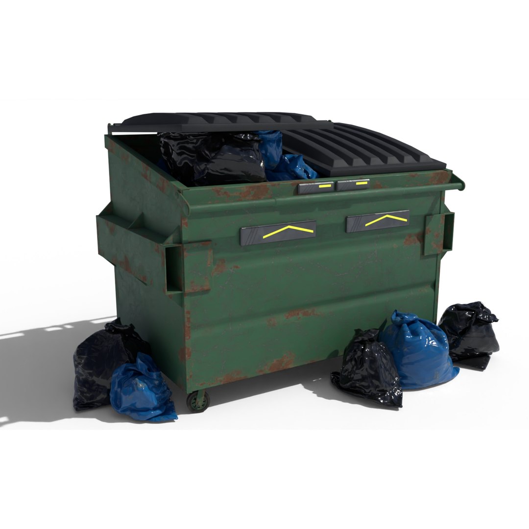 3D Cyberpunk Garbage Dumpster with Bags - TurboSquid 2150262