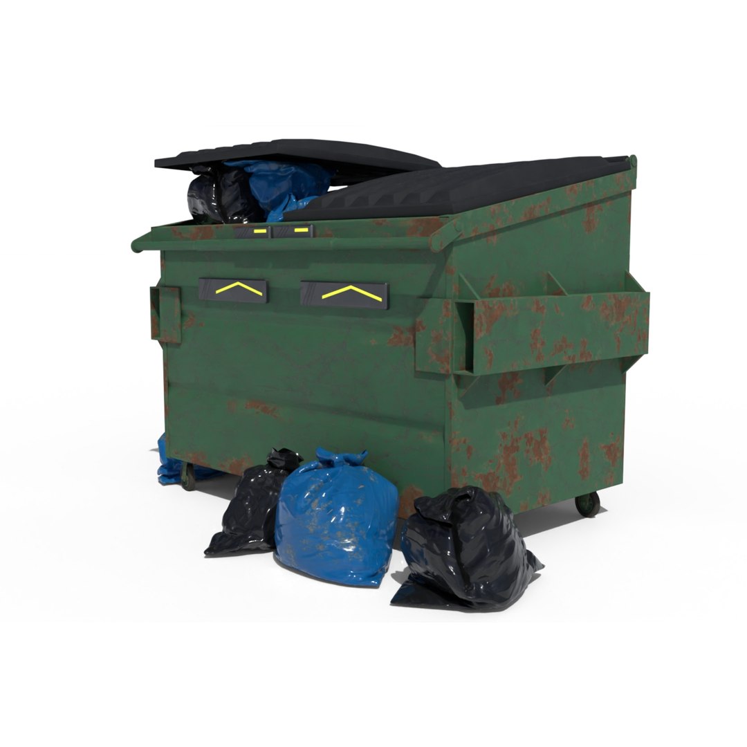 3D Cyberpunk Garbage Dumpster with Bags - TurboSquid 2150262