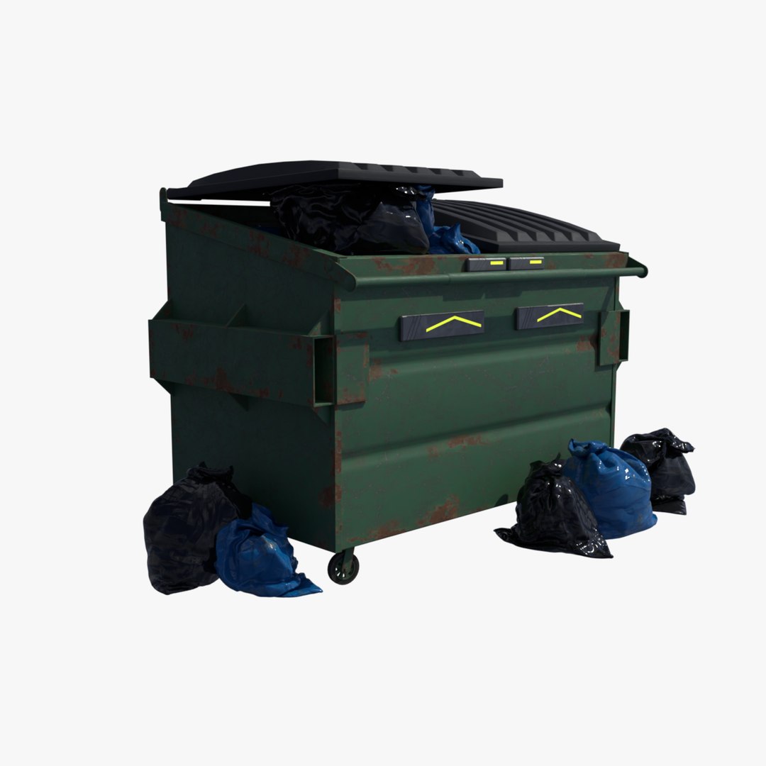 3D Cyberpunk Garbage Dumpster with Bags - TurboSquid 2150262