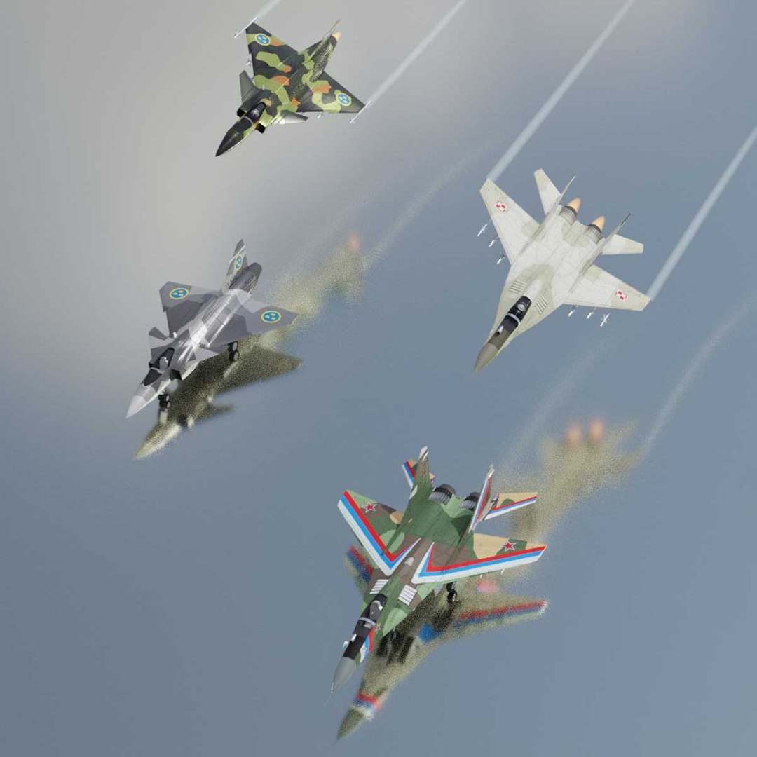 Modern fighters lowpoly set A - 3x2 3D model - TurboSquid 1715278