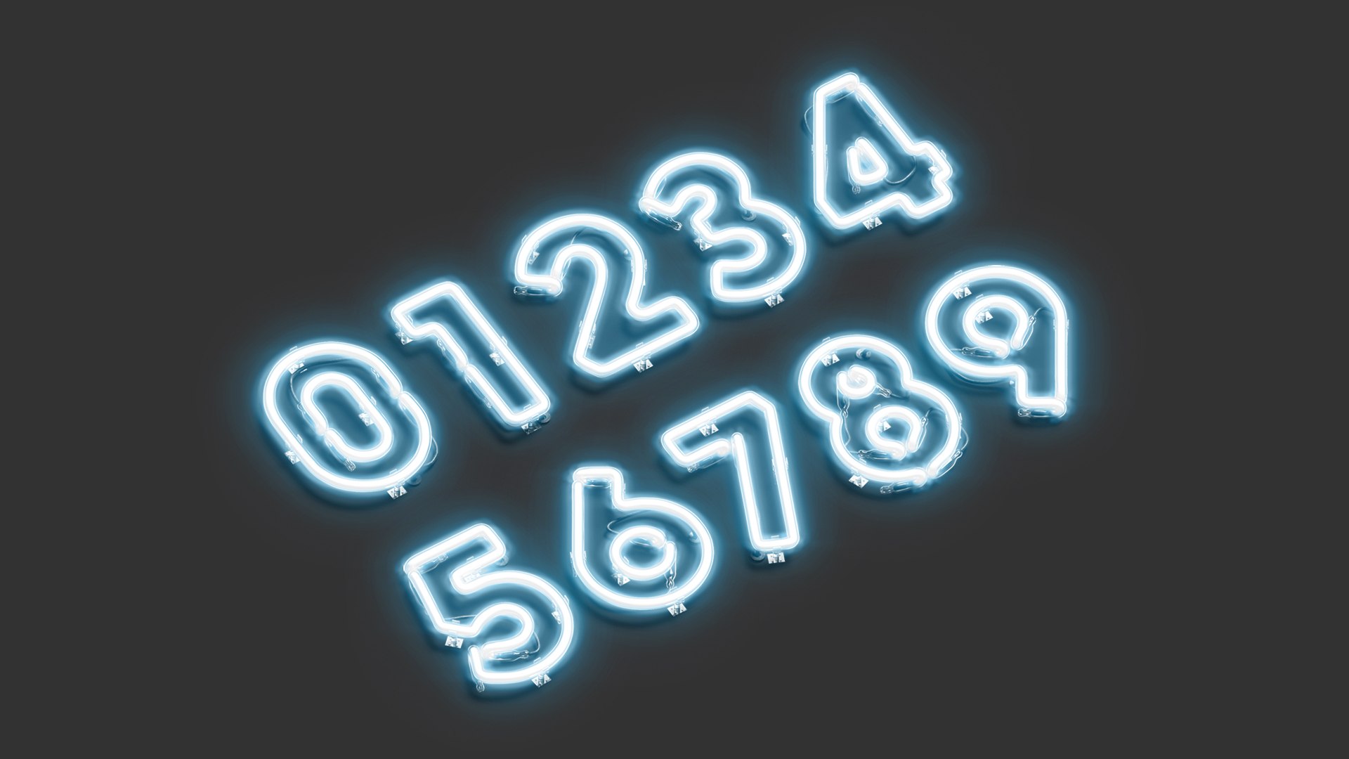 Blue Neon Number Symbols - Illuminated Led Font With Numeral 3D Model ...