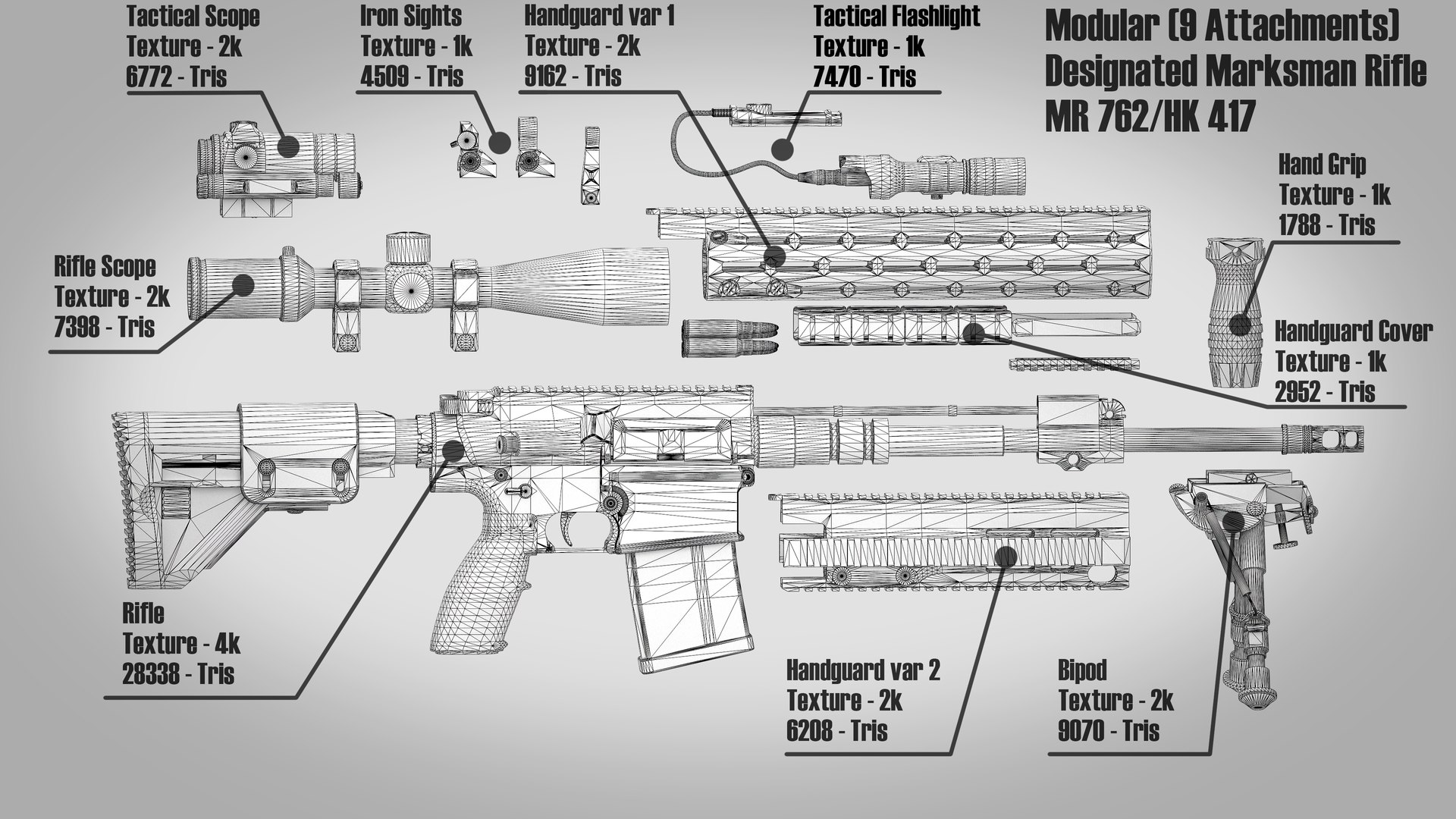 3D MR 762HK 417 Modular Designated Marksman Rifle model - TurboSquid ...