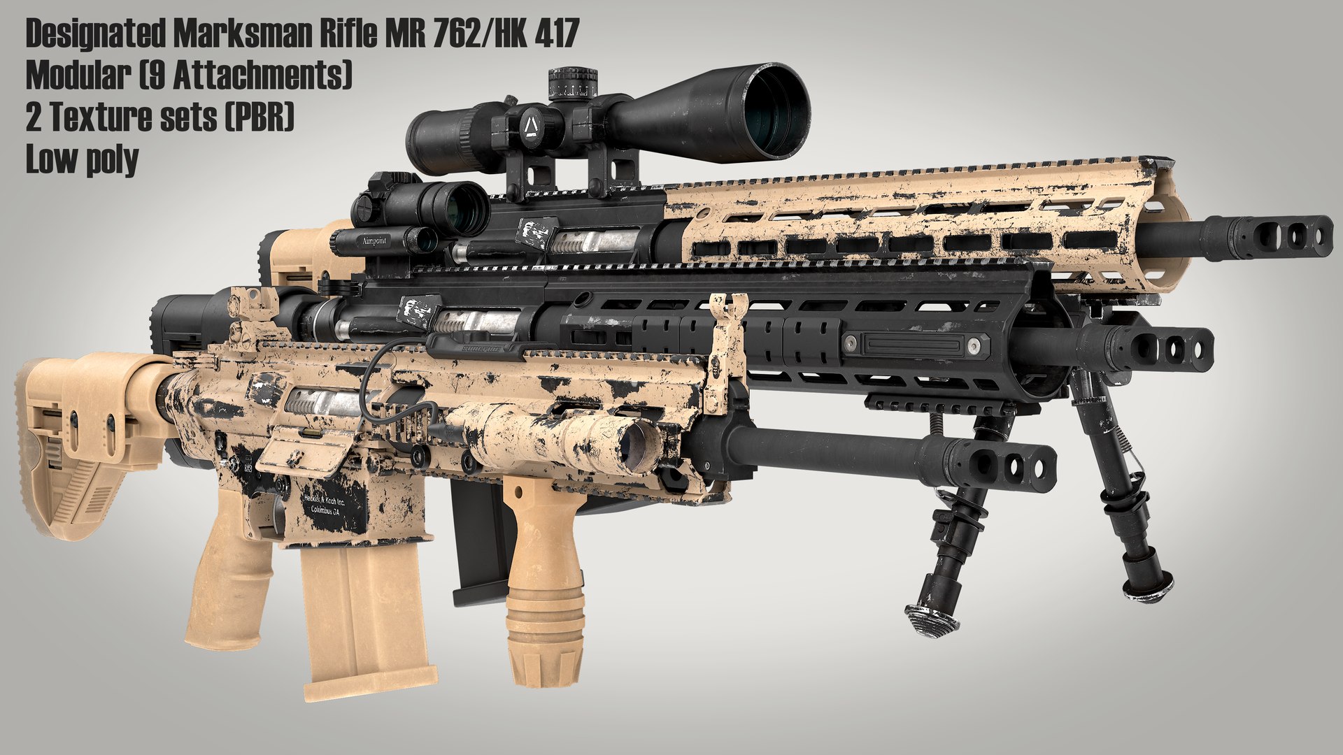 3D MR 762HK 417 Modular Designated Marksman Rifle model - TurboSquid ...