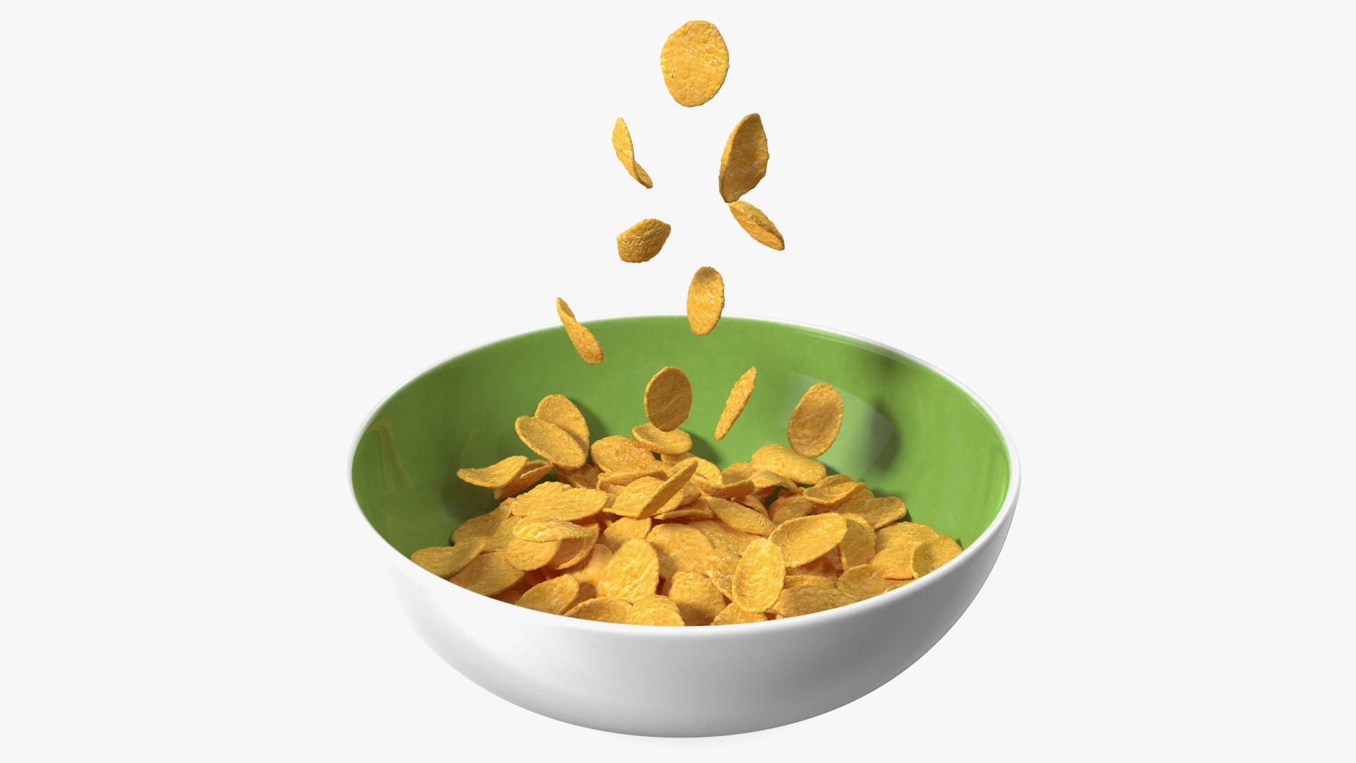 3D Corn Flakes Falling Into Bowl - TurboSquid 1796922
