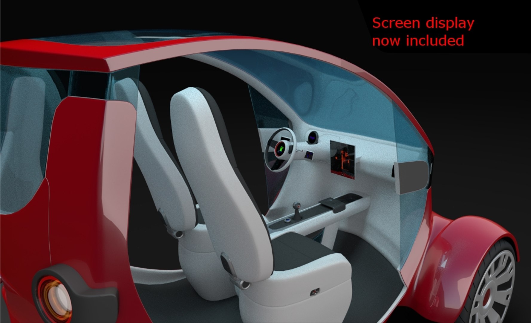 3d Interior Compact Electric Concept Car