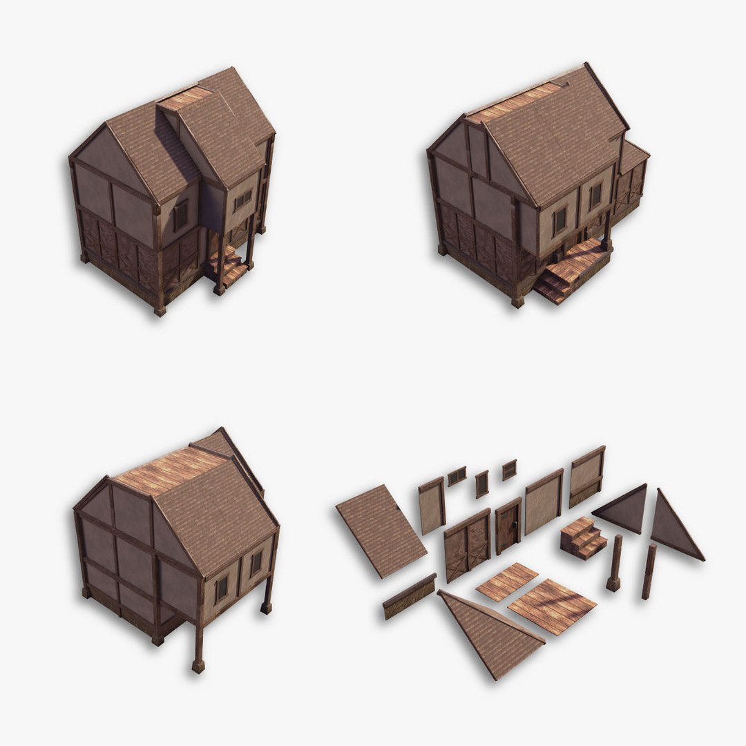 Asset Pack Vol 2 - Modular Medieval House 3D Model - TurboSquid 2006944