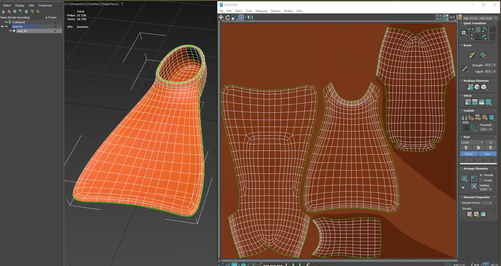 Swim Fins PBR 3D Model - TurboSquid 2003384