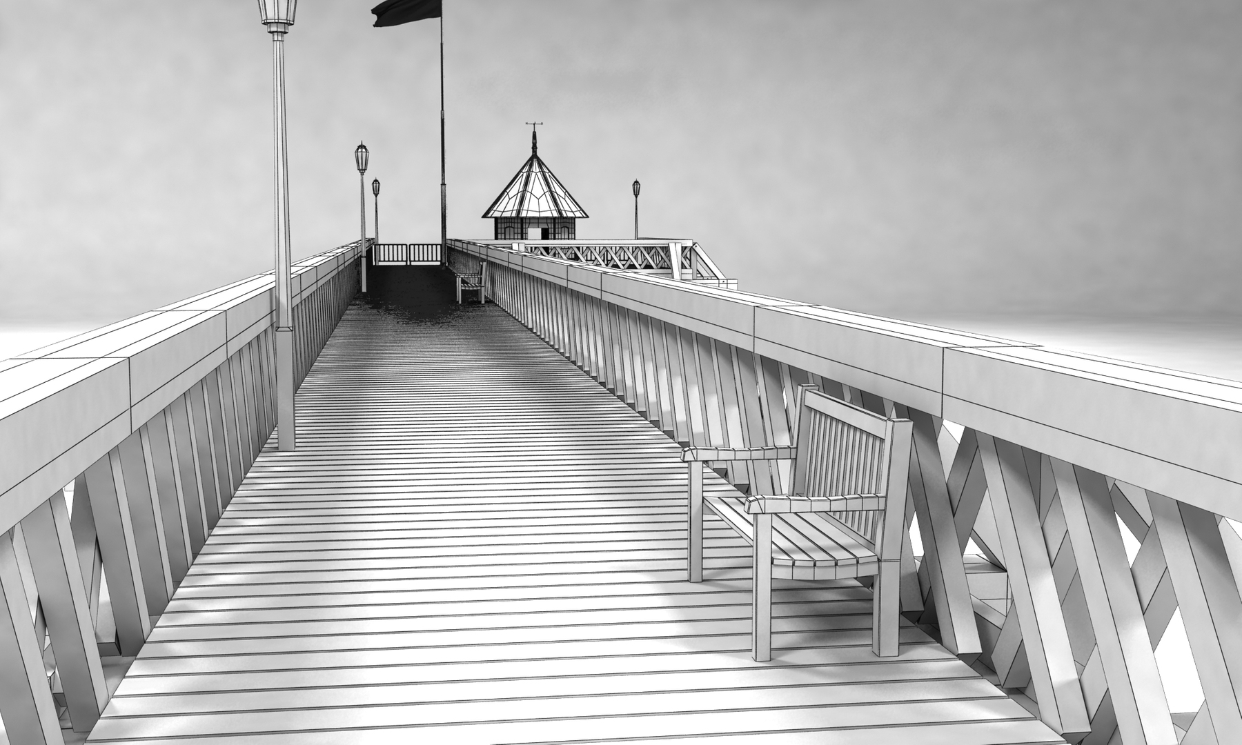 3d wooden pier model