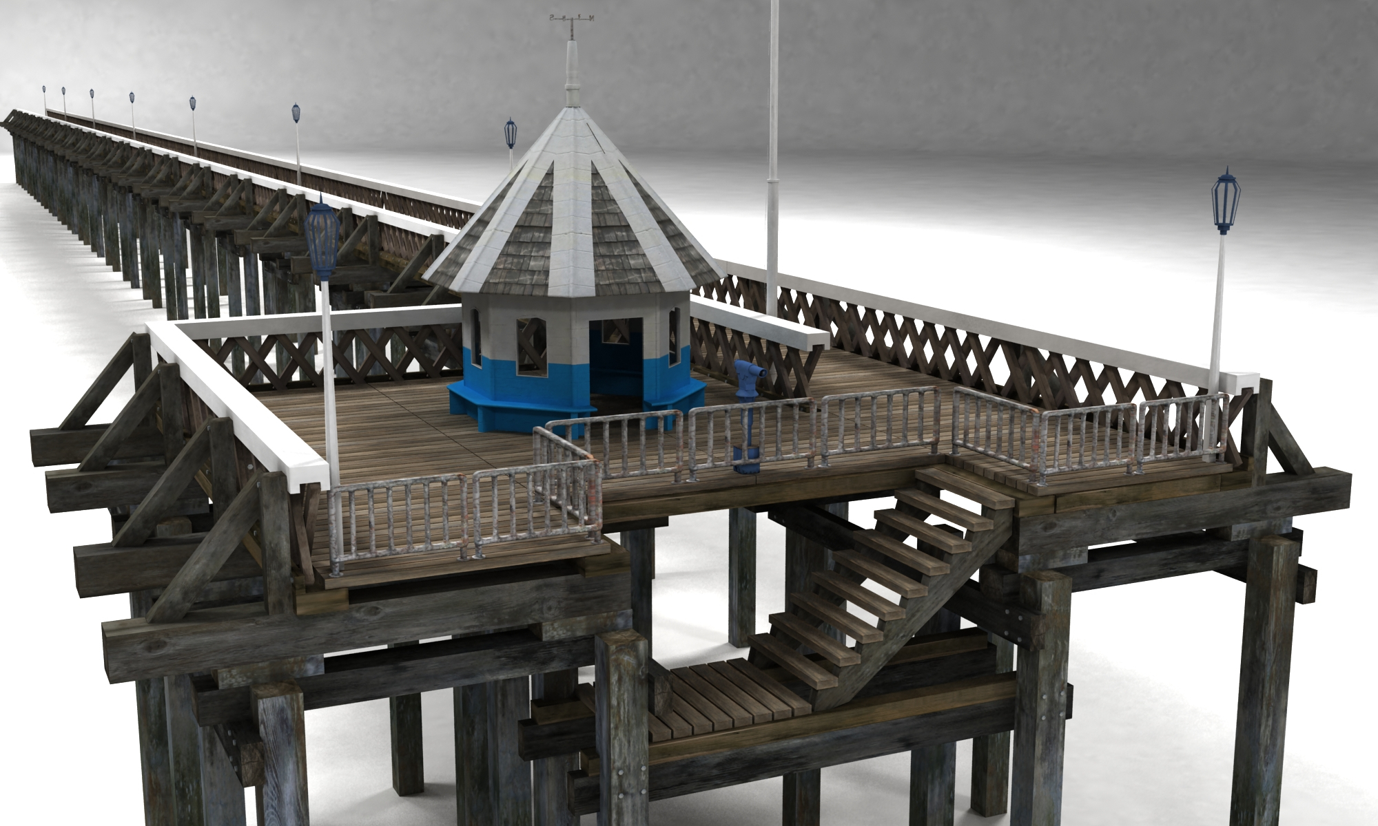 3d wooden pier model