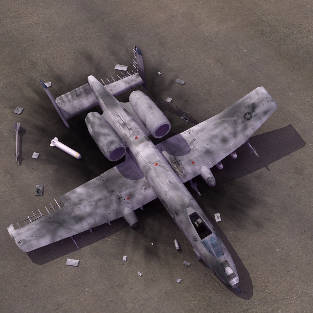 Crashed A10 Thunderbolt Aircraft 3d Model