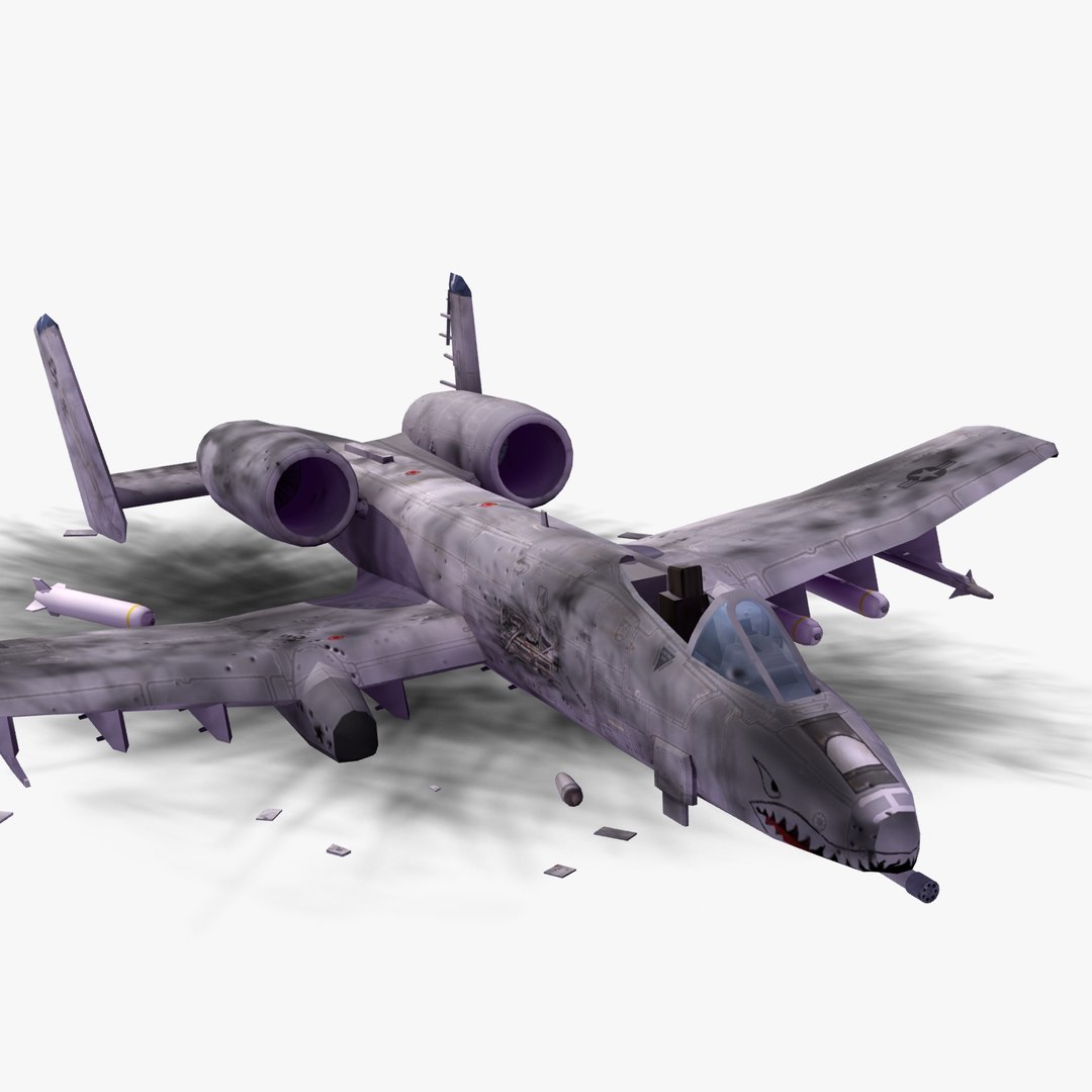 Crashed A10 Thunderbolt Aircraft 3d Model