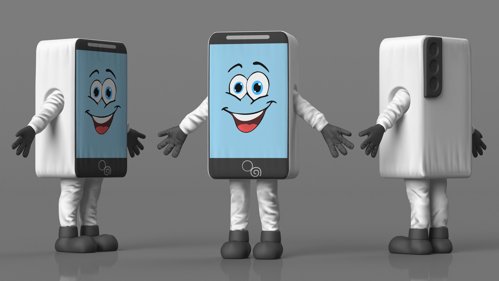 Mascot Character Mobile Phone White Rigged For Maya 3D Model ...