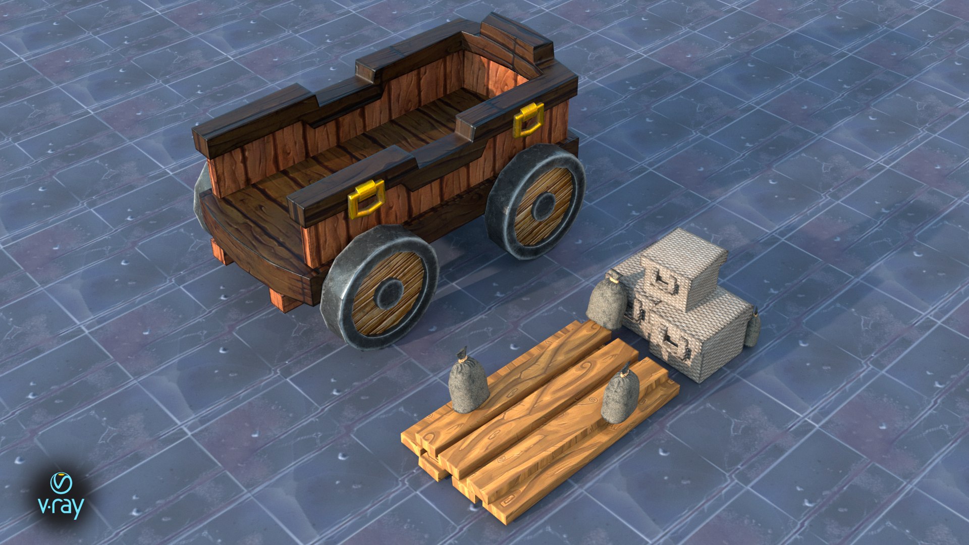 3D Cart Low Poly - TurboSquid 1729172